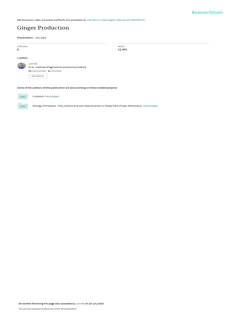 Ginger Production Final 4 TH Sem | PDF | Ginger | Mulch