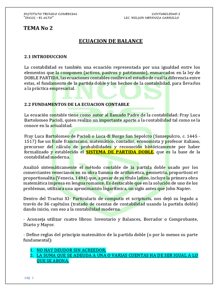 Ecuación de Balance en Contabilidad | PDF | Contabilidad | Hoja de balance