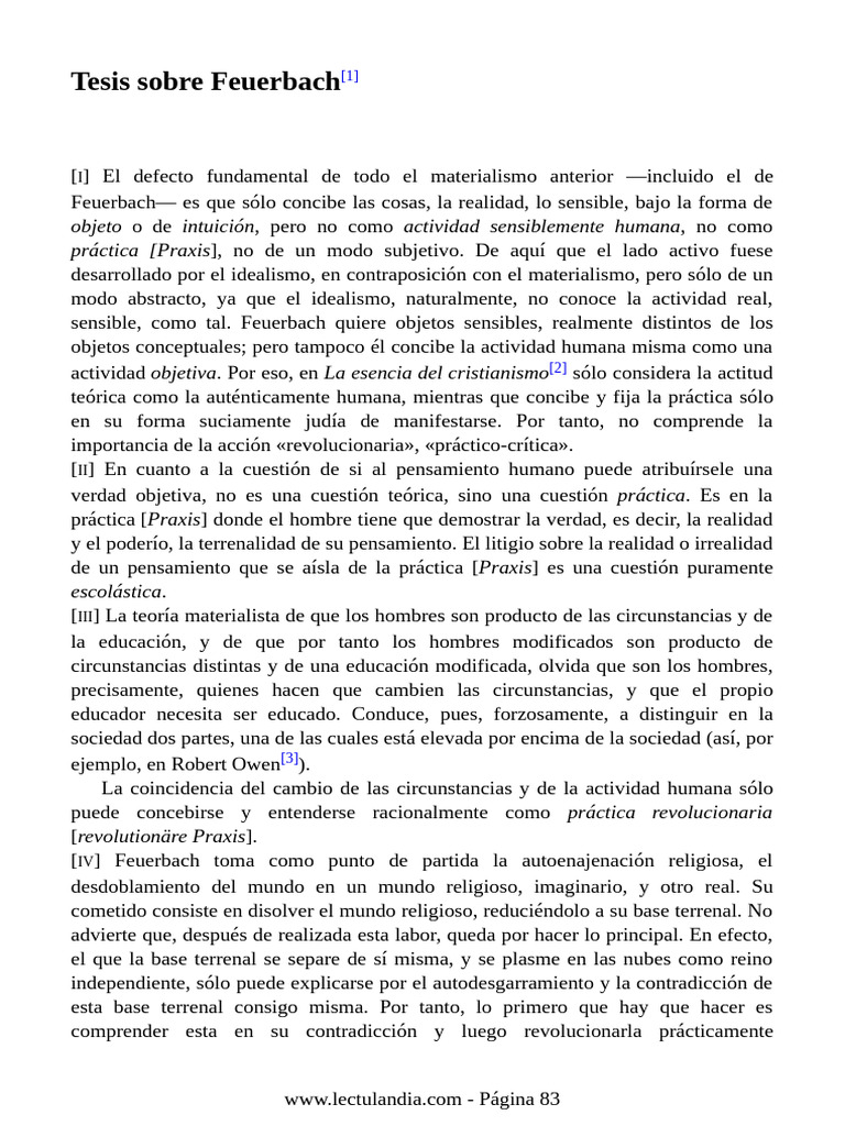 Karl Marx - Tesis Sobre Feuerbach | PDF | Materialismo | Verdad