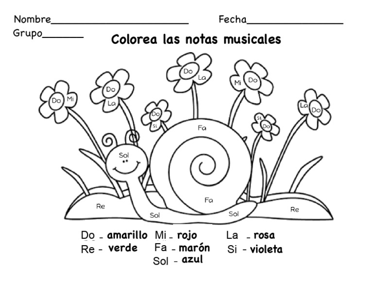 Colorea el caracol (notas musicales) | PDF