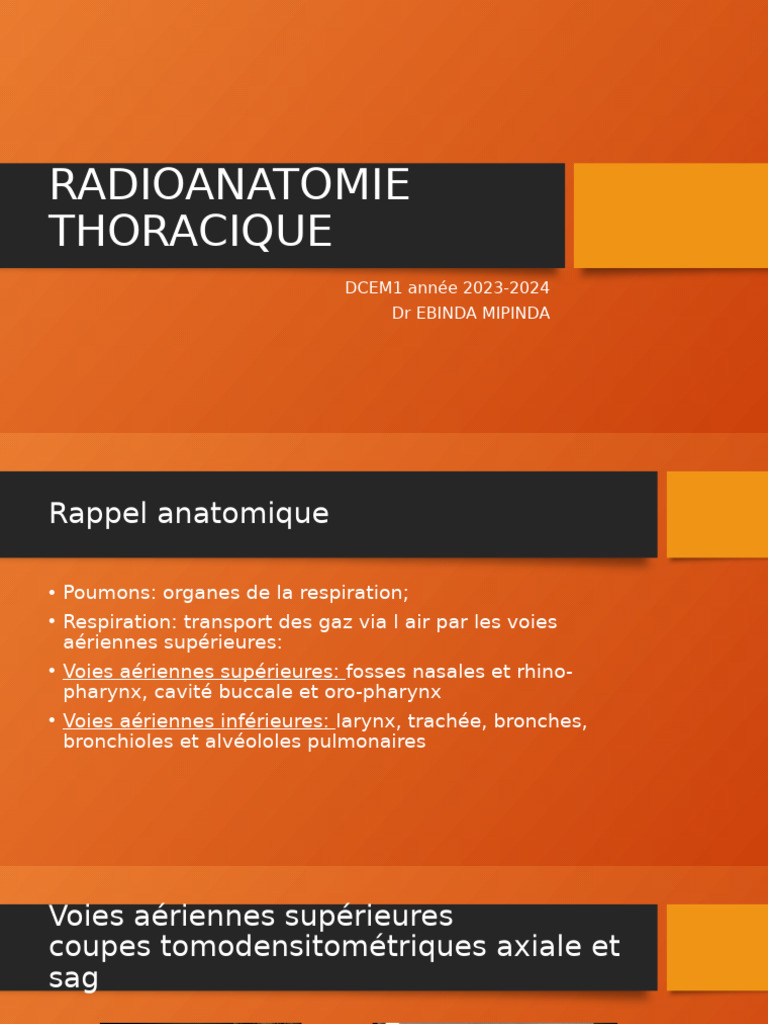 Radioanatomie Thoracique et Scanner | PDF | Poumon | Thorax