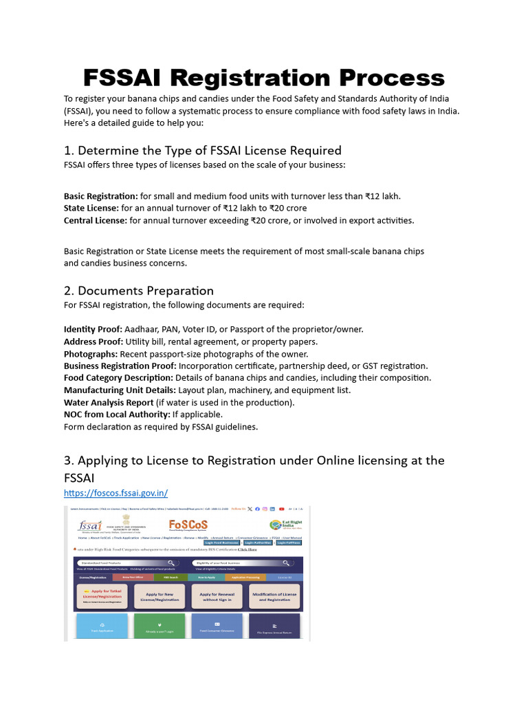 FSSAI Registration Process | PDF | Food Safety | License
