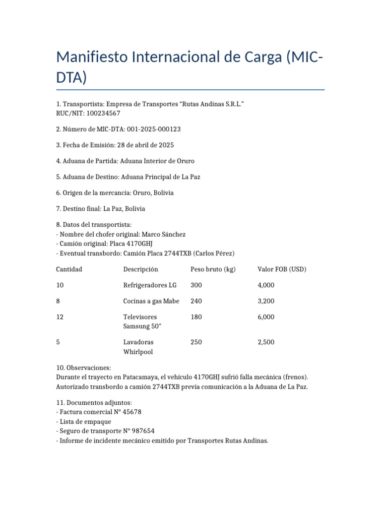 MIC-DTA Camino A La Aduana | PDF