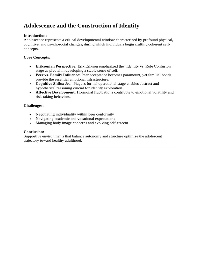 Identity Formation in Adolescence | PDF