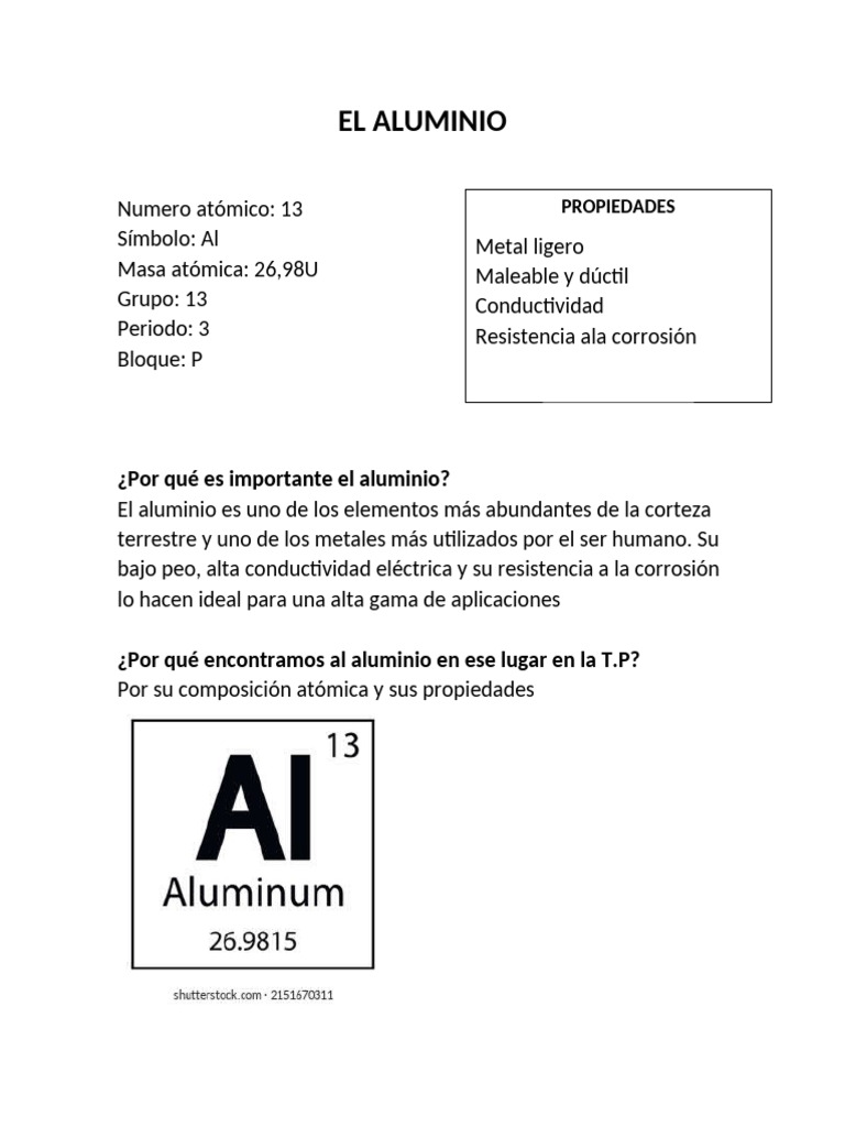 Propiedades y Composición del Aluminio | PDF