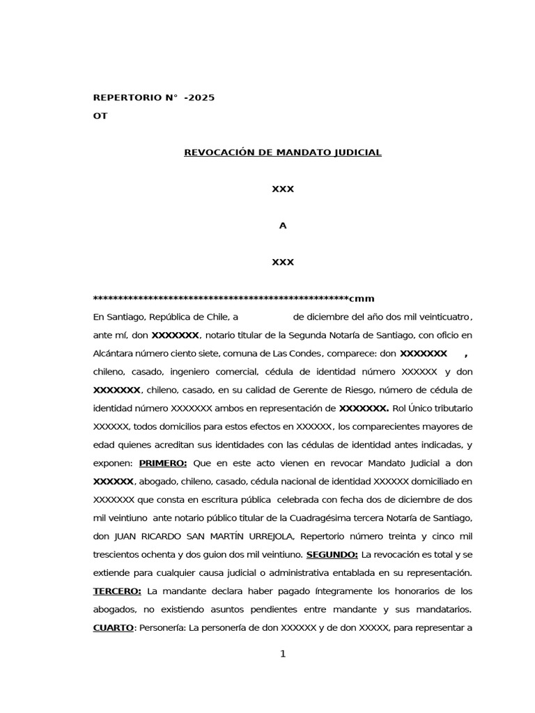 Revocación de Mandato Judicial en Chile | PDF | Derecho Civil (Common Law)