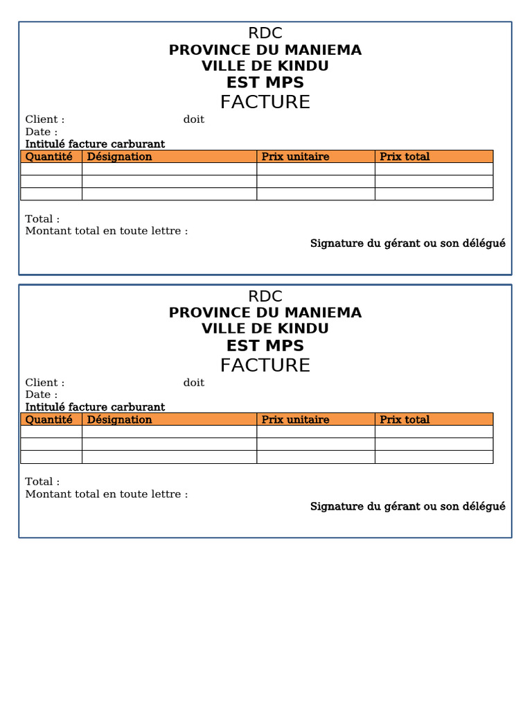 Facture Carburant RDC - Maniema | PDF