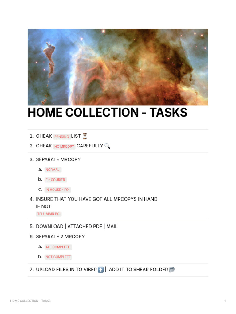 Home Collection - Tasks | PDF