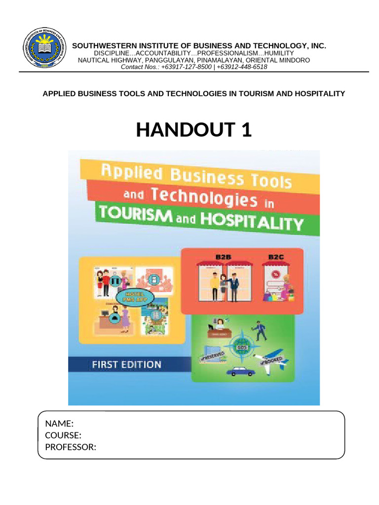 Handout 1 Applied Business Tools | PDF | Tourism | Business