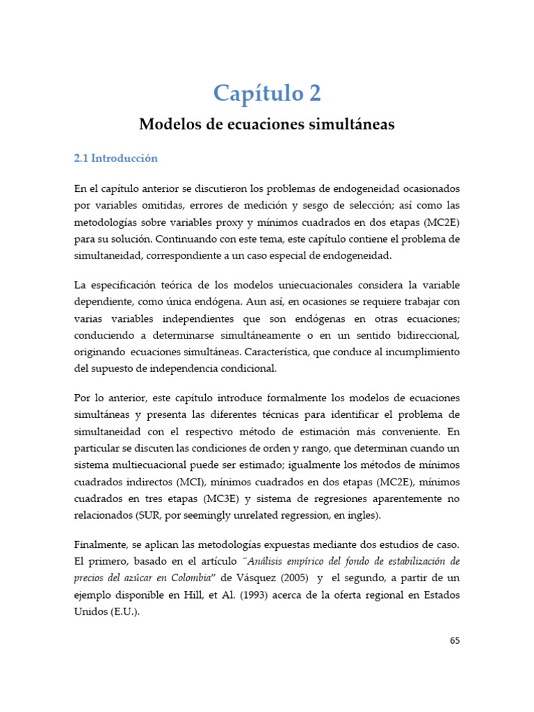 Cap2 Econometria | PDF | Mínimos cuadrados ordinarios | Ecuaciones