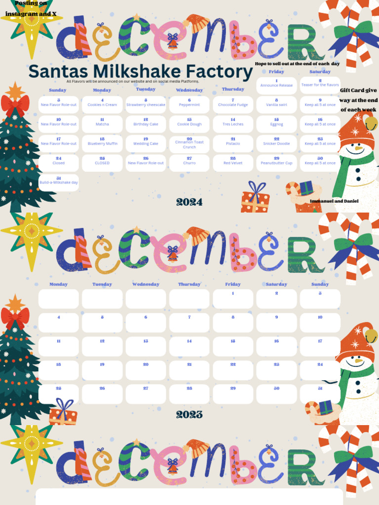 Playful Illustrated Christmas 2023 December Monthly Calendar | PDF ...