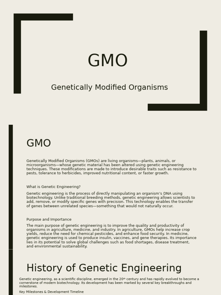 Understanding GMOs: Benefits and Risks | PDF | Genetic Engineering | Genetically Modified Organism