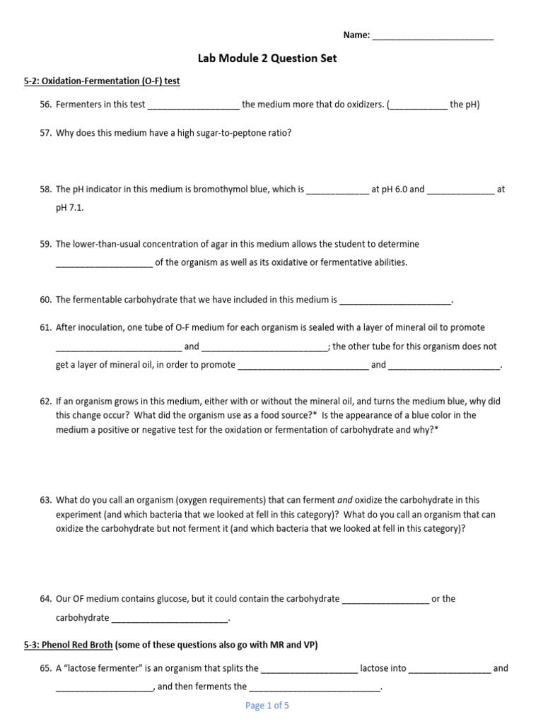 Lab Module 2 Question Set Spring | PDF | Growth Medium | Chemistry