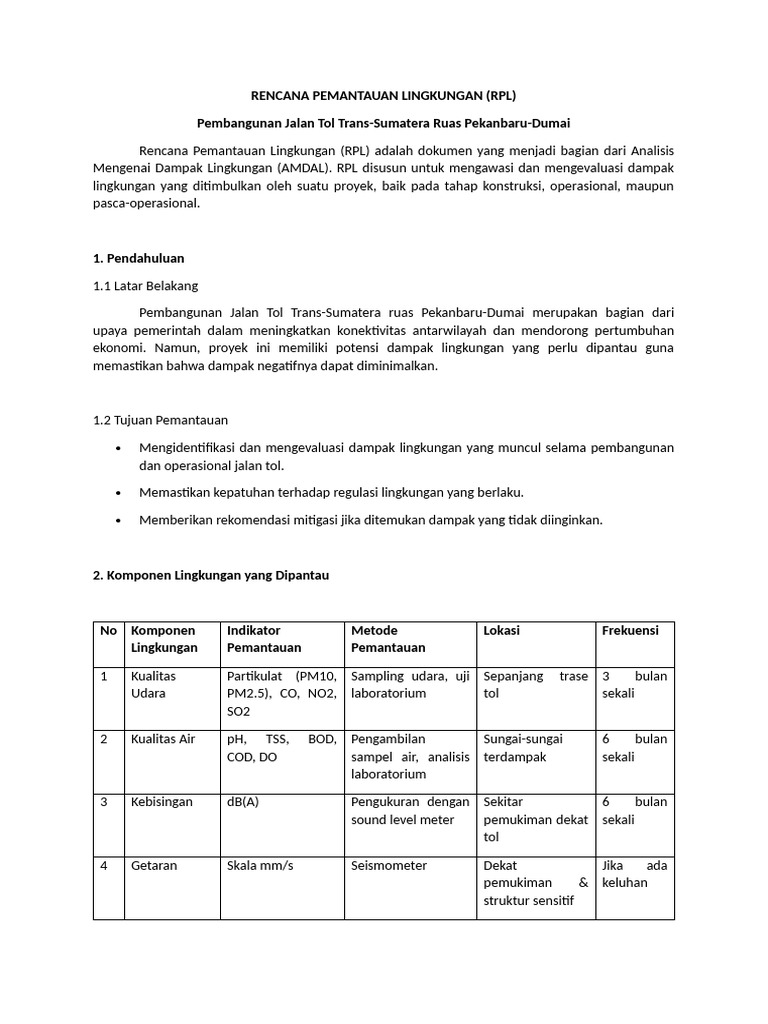 Rencana Pemantauan Lingkungan | PDF