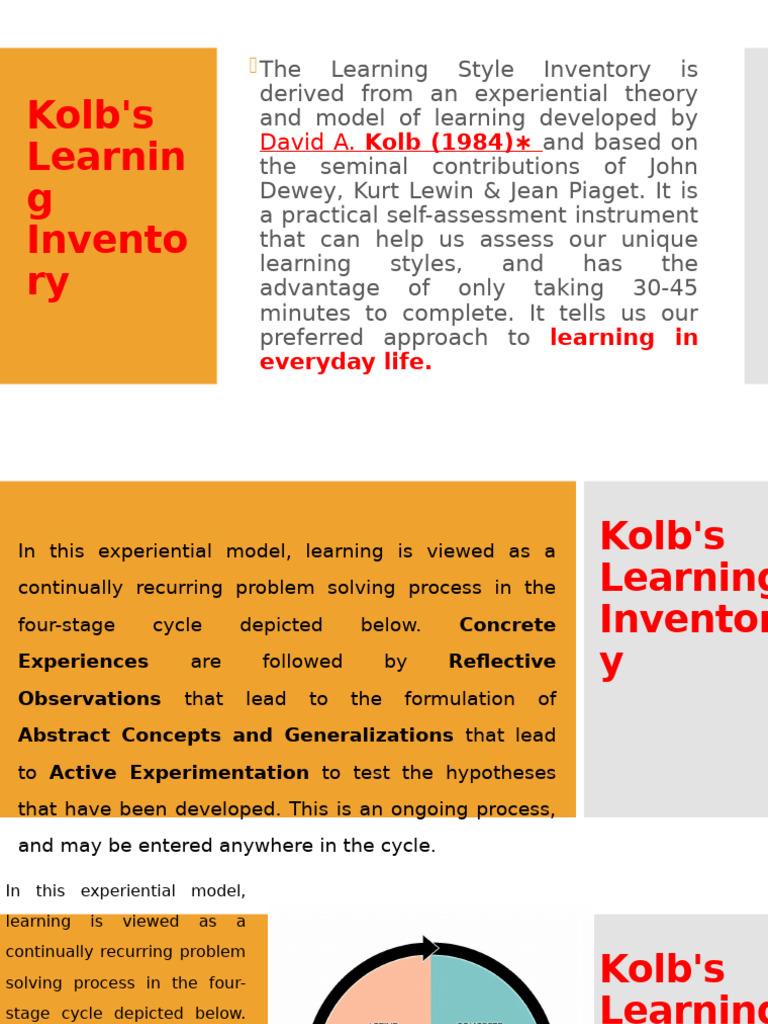 Kolbs Learning Inventory | PDF | Learning | Educational Assessment