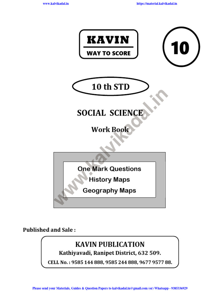 10th Social Science Kavin Work Book EM | PDF | Himalayas | South India