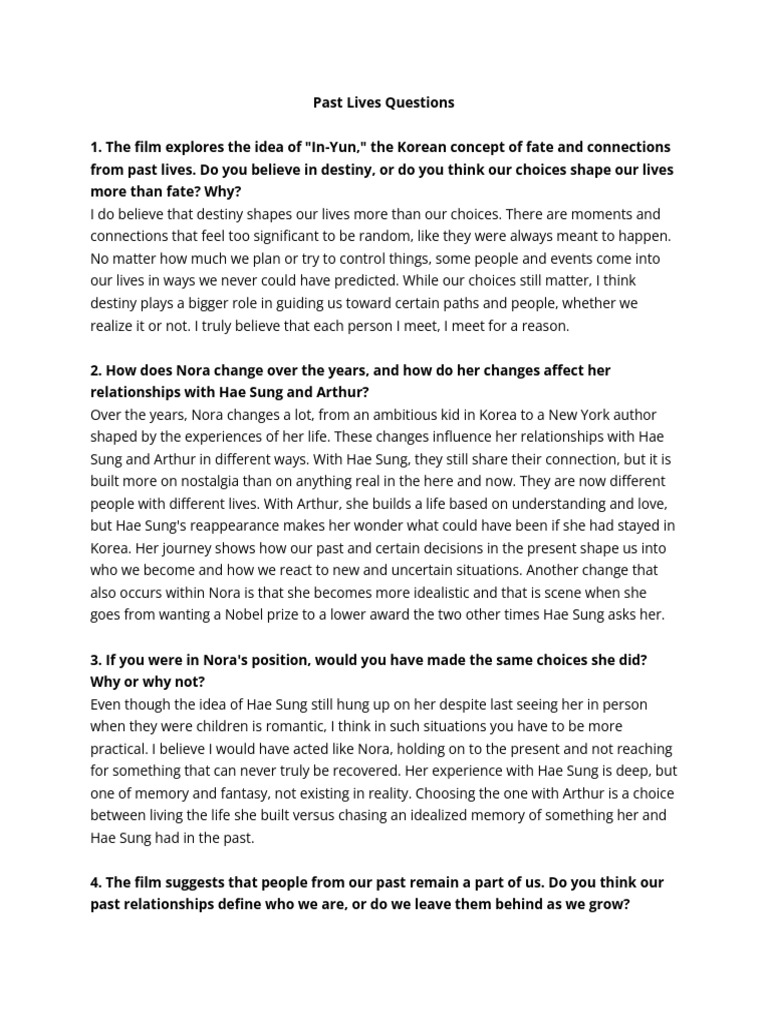 Past Lives Questions (Philosophy) | PDF | Destiny