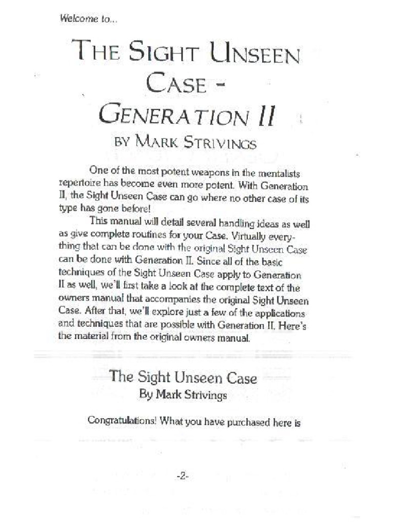 Mark Strivings - Sight Unseen Case II | PDF