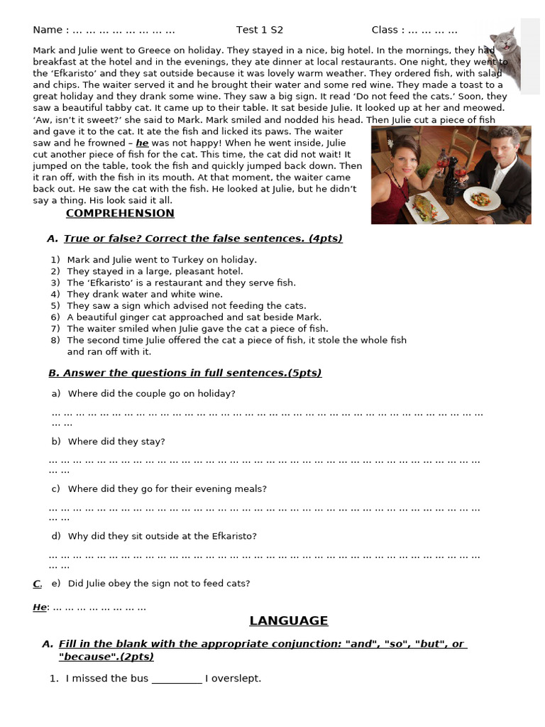 past-simple-tense-practice-at-the-restaurant-reading-comprehension ...