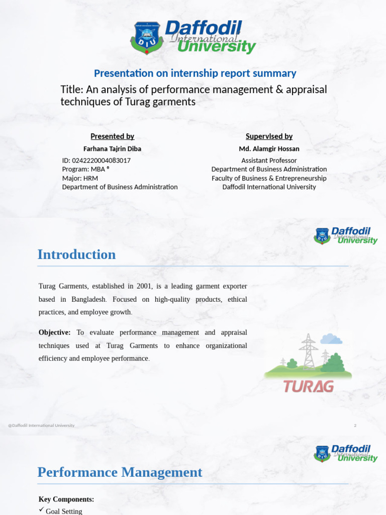 Presentation On Internship Report Summary, Title: An Analysis of Performance Management ...