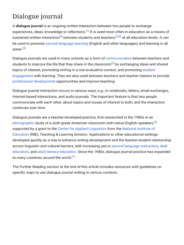 Understanding Dialogue Journals in Education | PDF | Reading ...