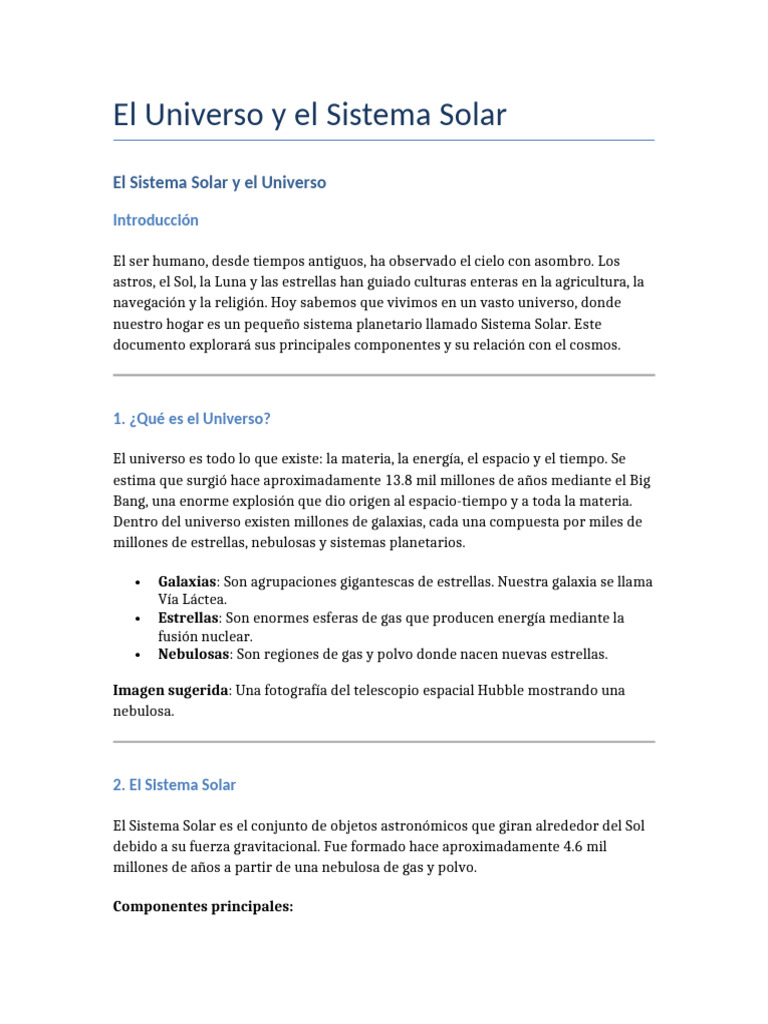 Documento1 Universo SistemaSolar | PDF | Planetas | Universo