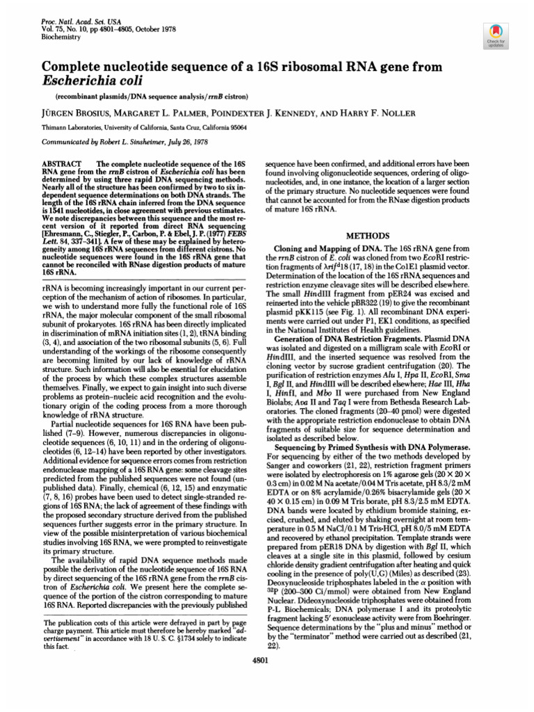 brosius-et-al-1978-complete-nucleotide-sequence-of-a-16s-ribosomal-rna ...