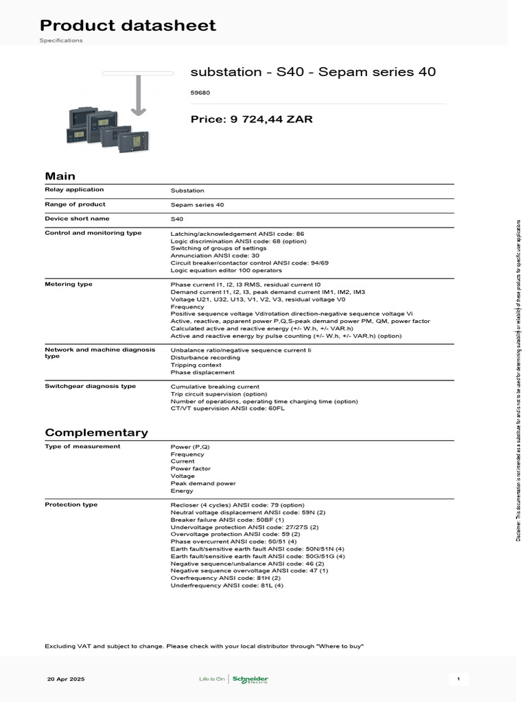 Schneider Electric - Sepam-Series-40 - 59680 | PDF | Electromagnetism ...