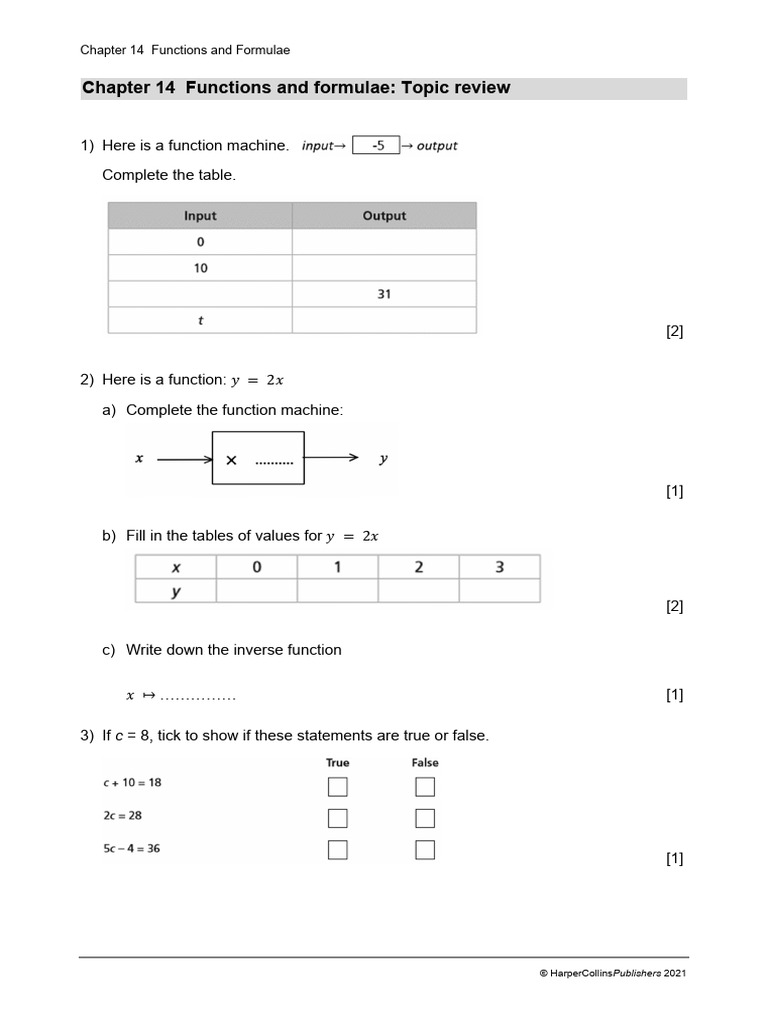 Functions and Formulae Review Guide | PDF | Mathematics | Mathematical ...