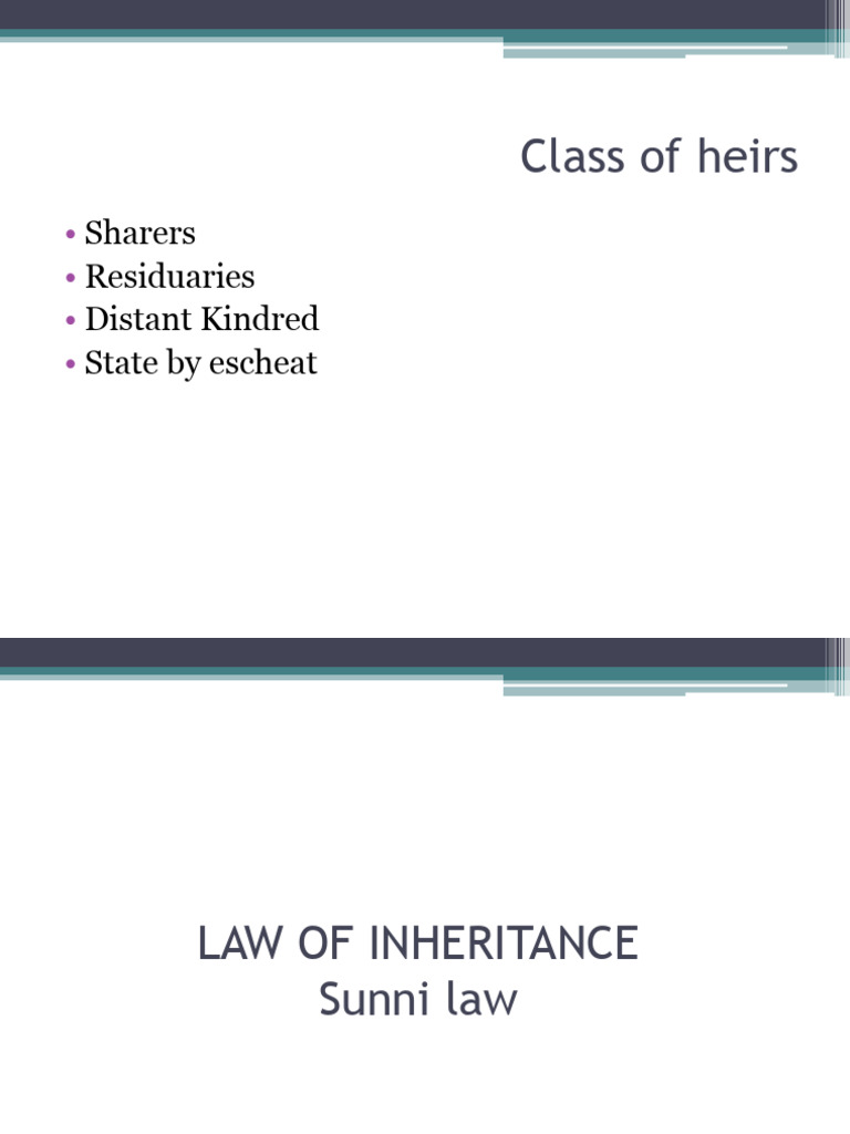 A. 3. Law of Inheritance - Sunni and Shia | PDF | Inheritance | Kinship ...