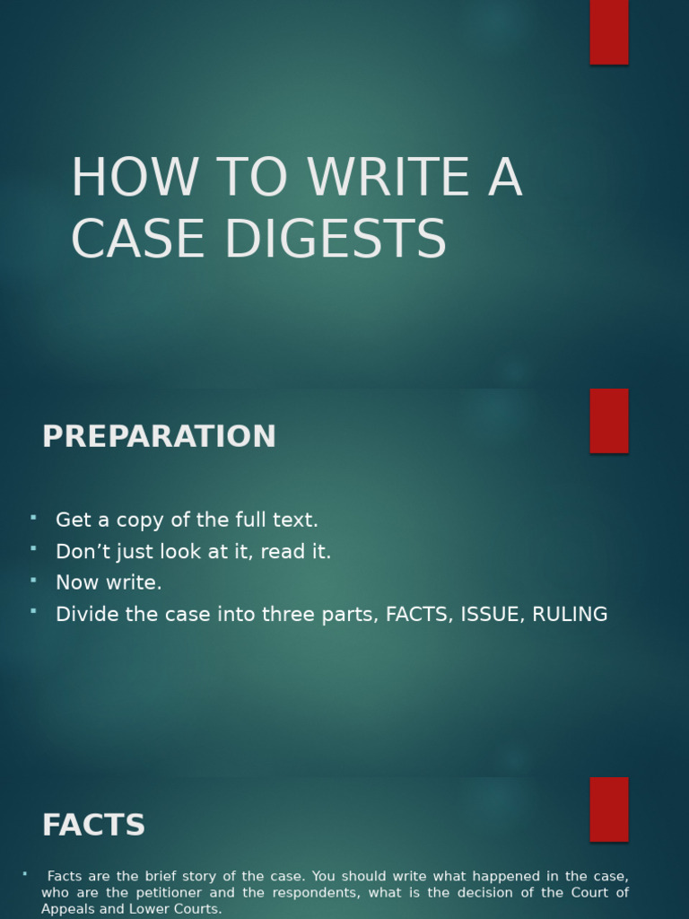 How to Write Case Digests Effectively | PDF