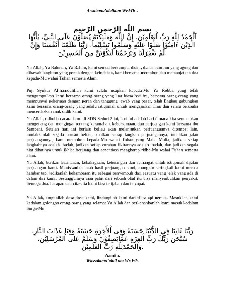Doa Perpisahan Guru | PDF
