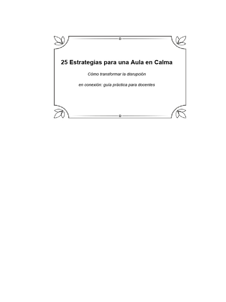 25 Estrategias para Una Aula en Calma | PDF | Las emociones | Salón de ...