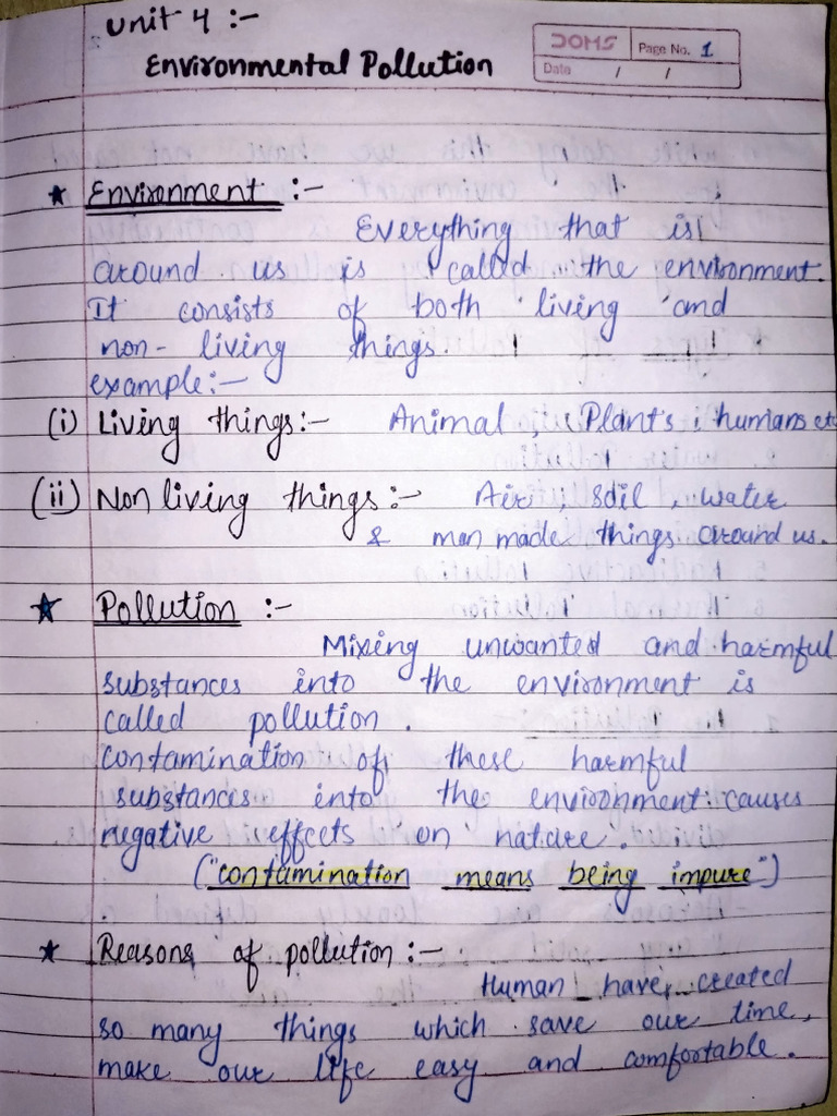 Notes - Unit 4 Environmental Pollution | PDF