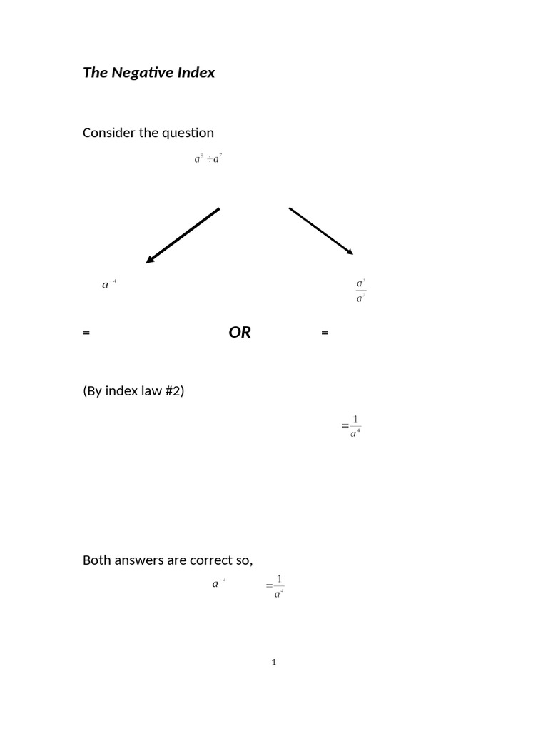 Negative and Fractional Indices Explained | PDF