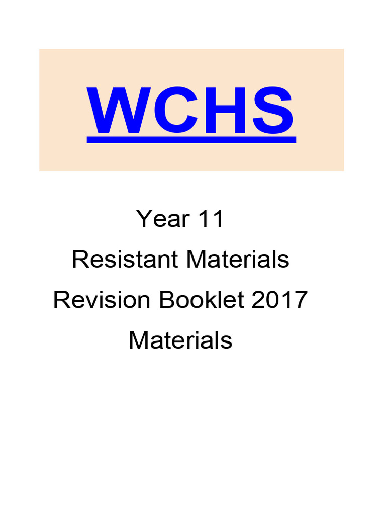 Year 11 Resistant Materials Revision Guide | PDF | Metals | Thermoplastic