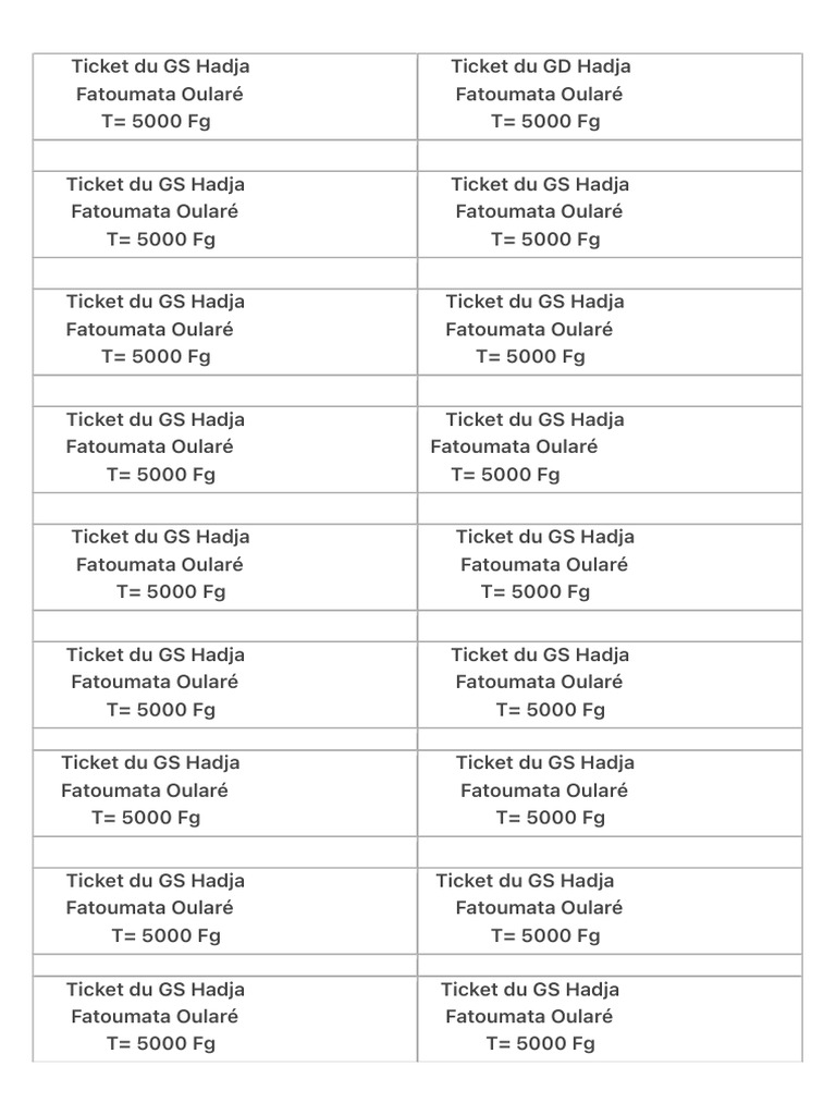 Ticket Du GS Hadja | PDF