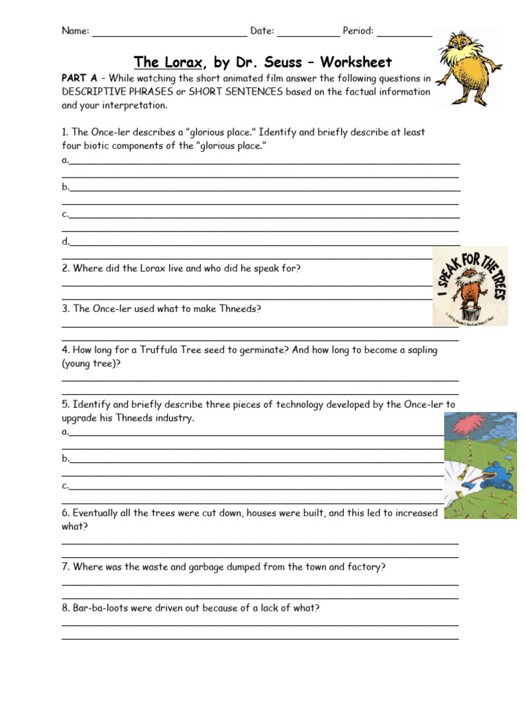The Lorax Movie Questions | PDF