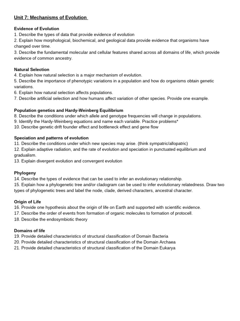 AP Biology Review Unit 7 | PDF