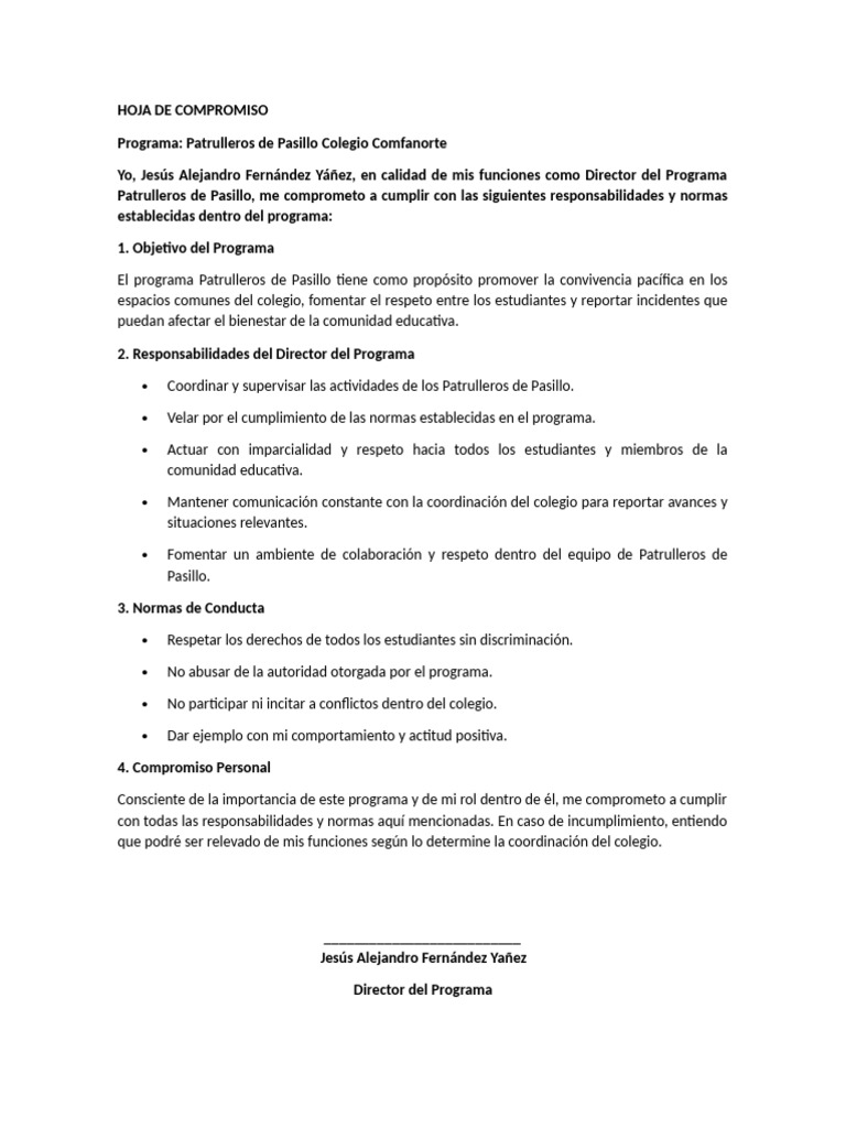 Hoja de Compromiso | PDF