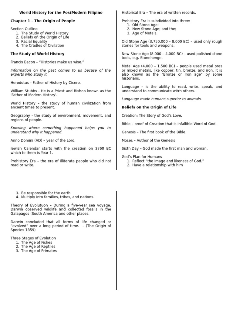 Origins of Humanity in World History | PDF | Stone Age | Anno Domini