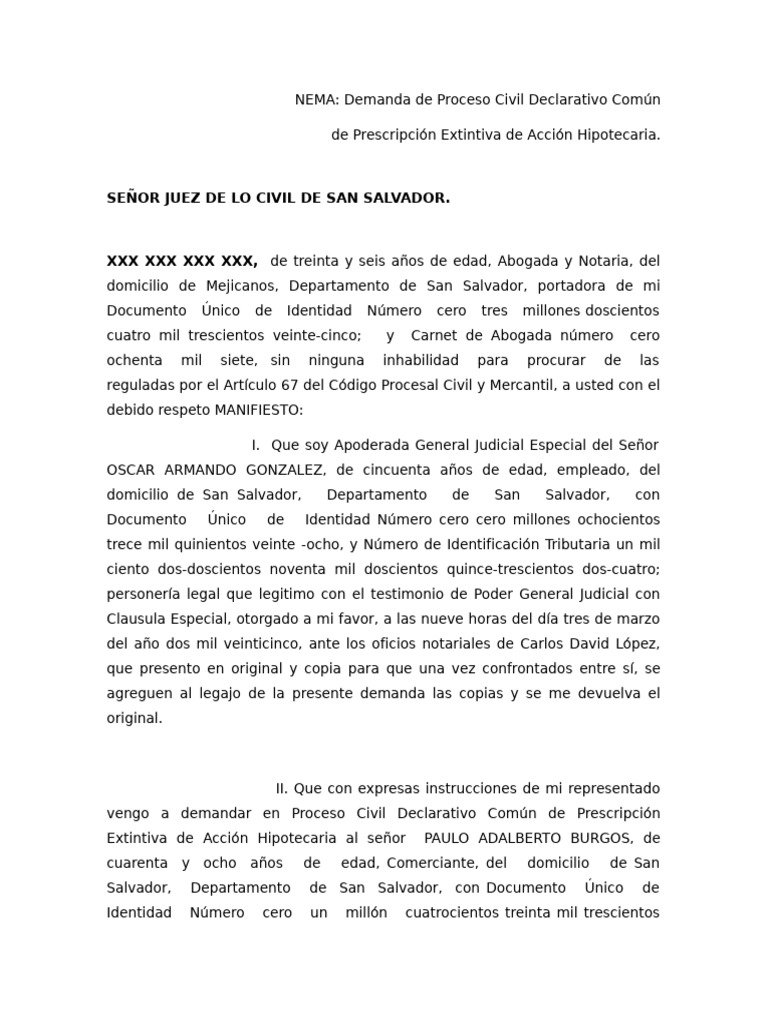 DEMANDA PROCESAL CIVIL Y MERCANTIL | PDF | Demanda judicial | Procedimiento Civil