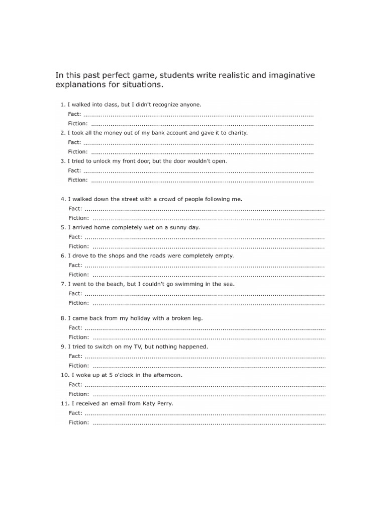 PAST PERFECT Material For Speaking | PDF