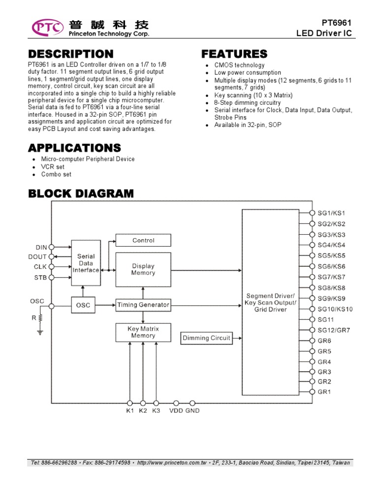 PT6961 | Integrated Circuit | Electronic Circuits