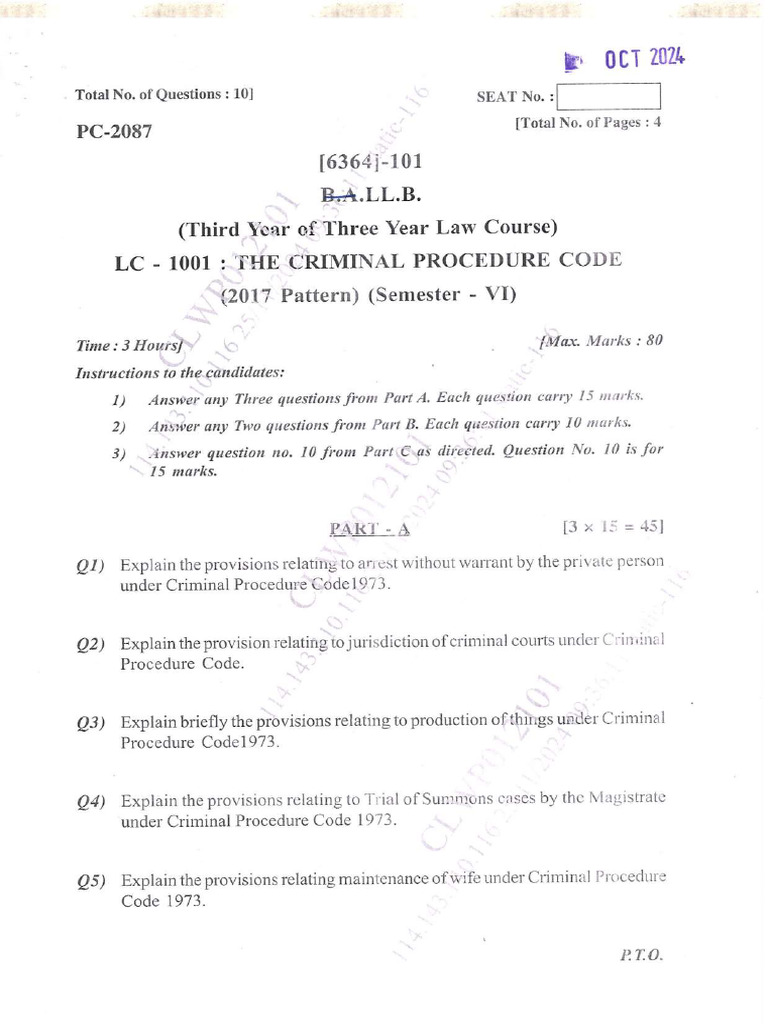 LLB Sem VI 2017 Pattern Merged-1 Merged Organized | PDF
