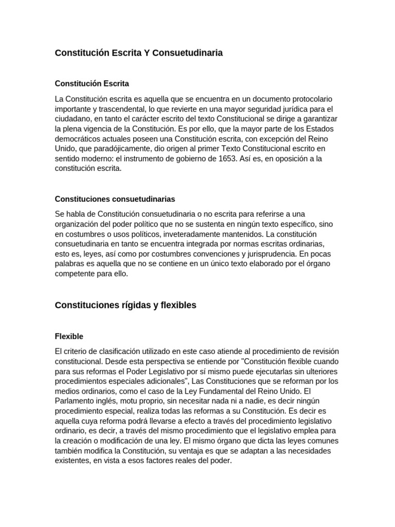 Constitución escrita y consuetudinaria | PDF | Constitución | Justicia