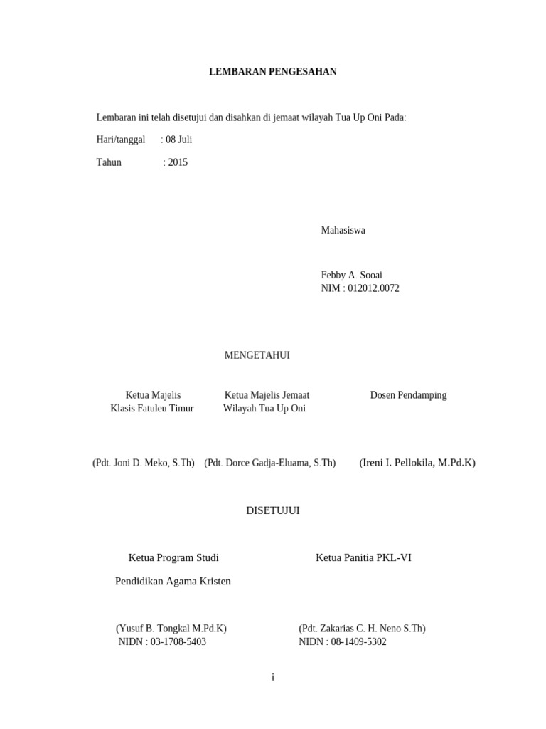 Lembaran Pengesahan | PDF