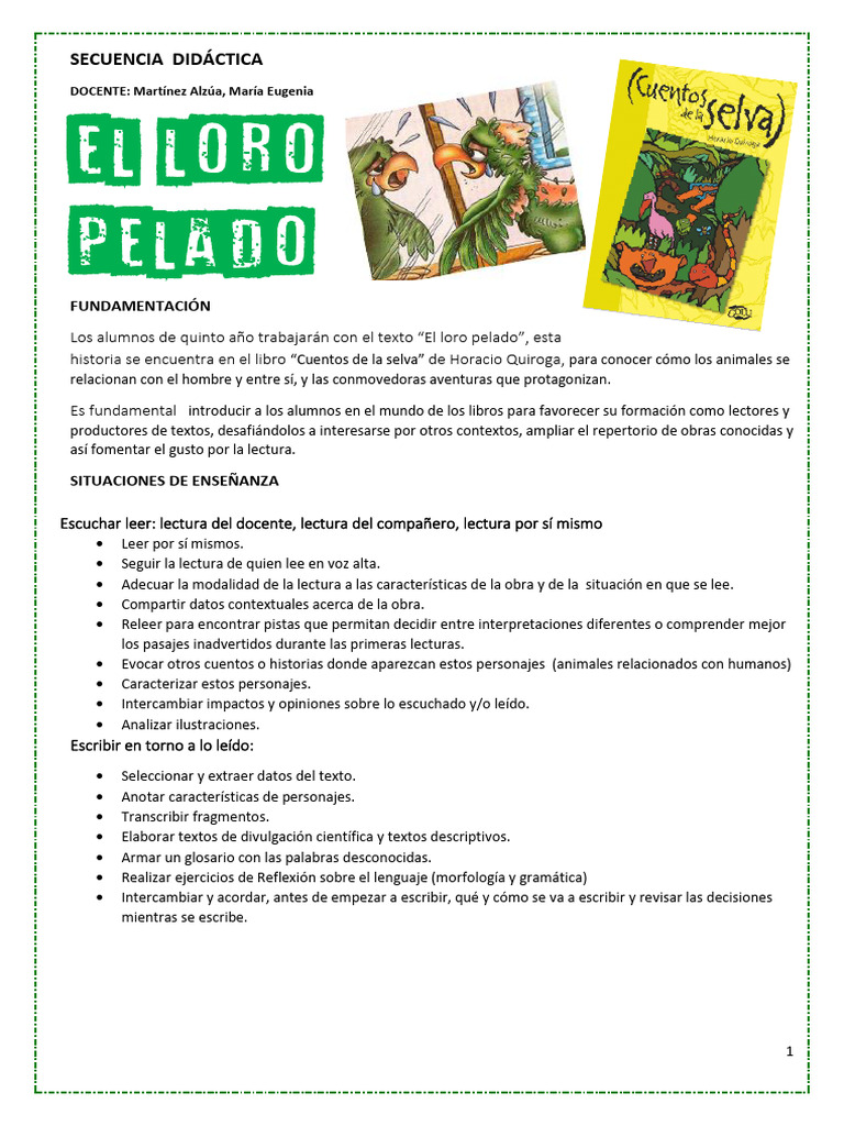 Secuencia Didáctica El Loro Pelado | PDF | Comunicación humana