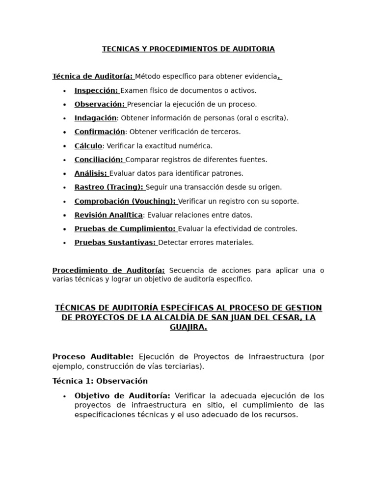 Tecnicas y Procedimientos Dairo | PDF | Auditoría