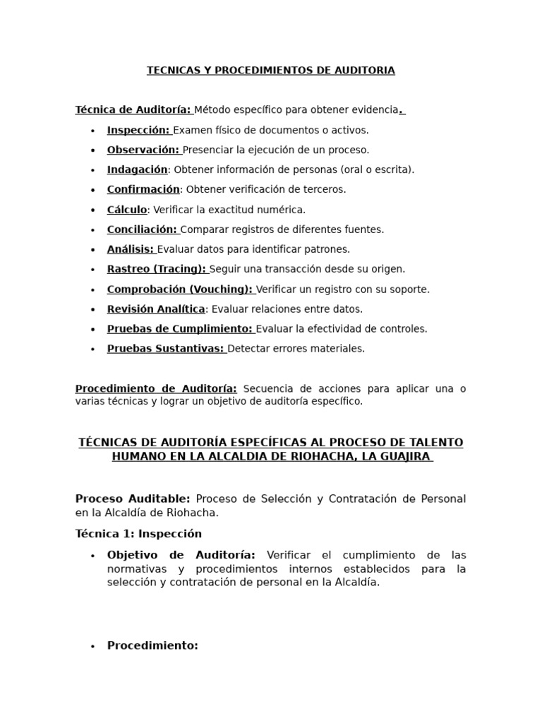 Tecnicas y Procedimientos Jhon | PDF | Auditoría